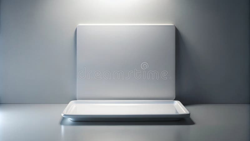 Minimalist White Rectangular Display Stand Against a Neutral Backdrop ...