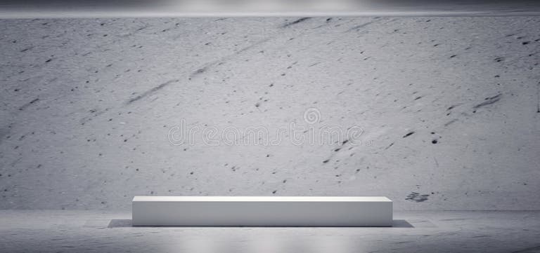 Minimalist White Rectangular Podium on a Grey Concrete Wall and Floor ...