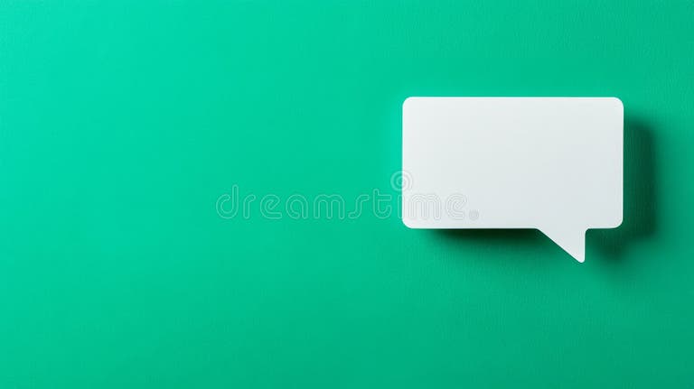 Minimalist White Rectangular Speech Bubble on Green Backdrop for ...