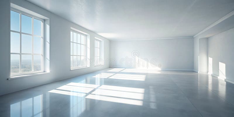A Minimalist White Room Bathed in Sunlight Capturing Spaciousness and ...