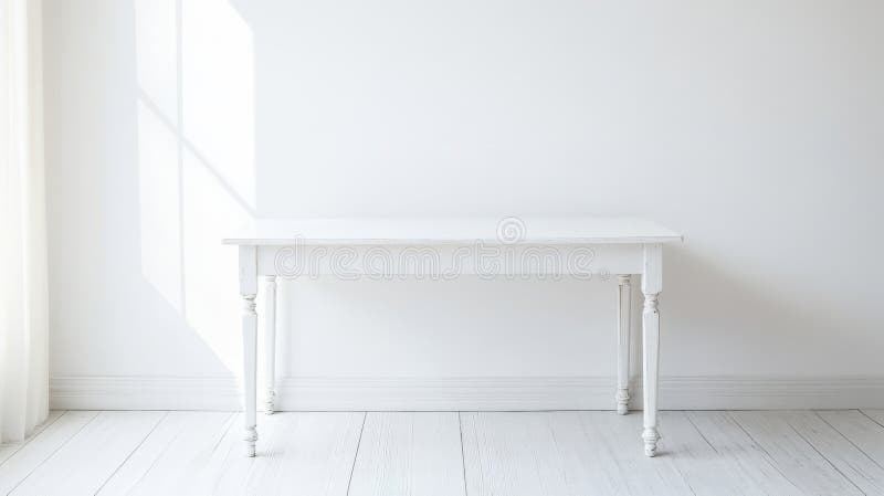 A Minimalist White Room with a Simple White Table. the Sunlight Casts ...