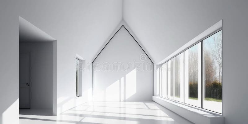 A Minimalist White Room with Large Windows and Natural Light Generative ...
