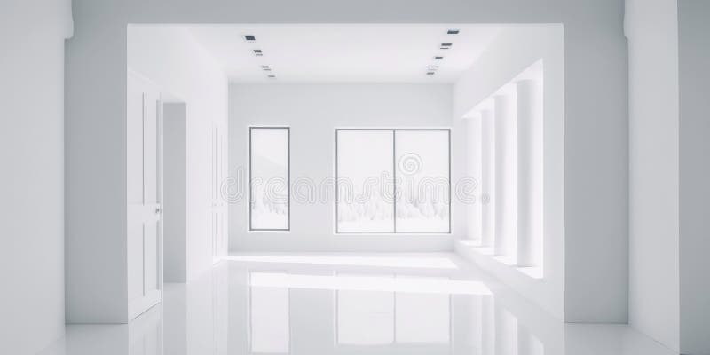 A Minimalist White Room with Large Windows and Natural Light Generative ...