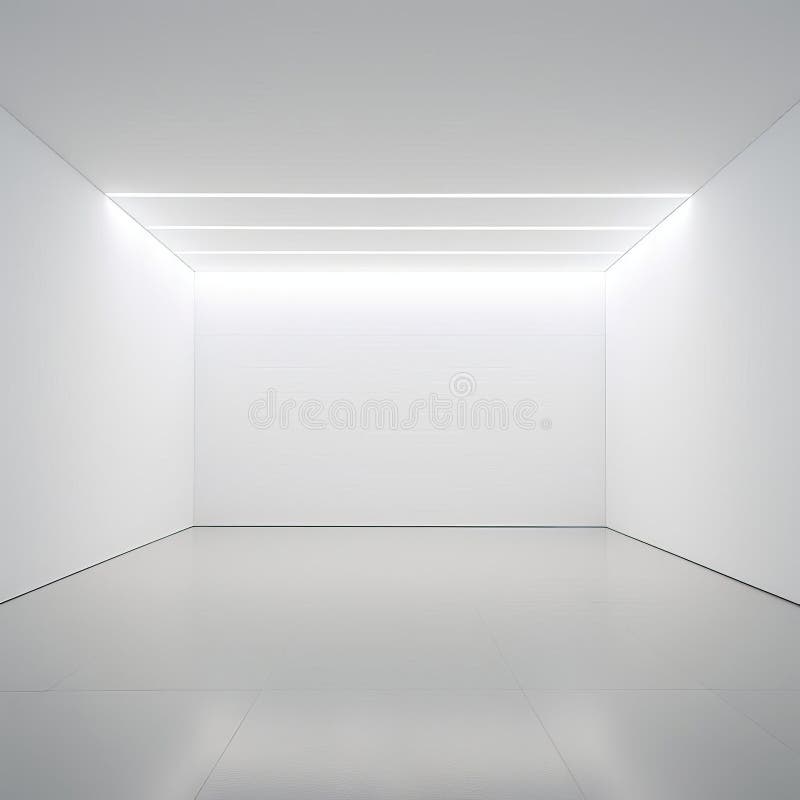 Minimalist White Room with Sleek Rectangular Light Fixture Stock ...