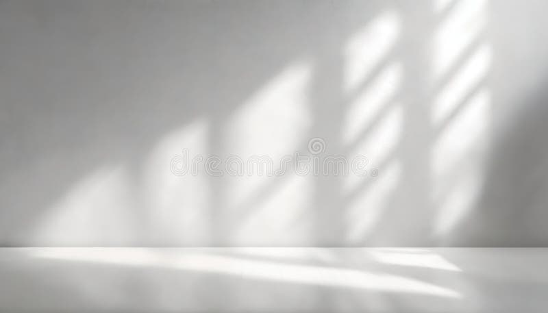Minimalist White Room with Sunlight Shadows. Sunlight Casts Diagonal ...