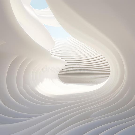 Minimalist White Room with Wavy Curved Design Elements Stock ...