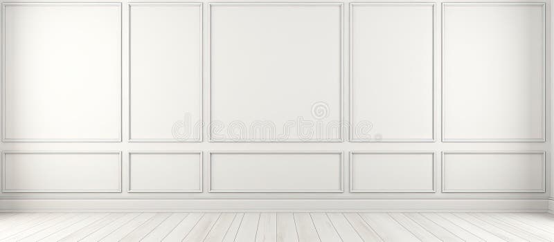 A Minimalist White Room with a Wooden Floor Stock Photo - Image of ...