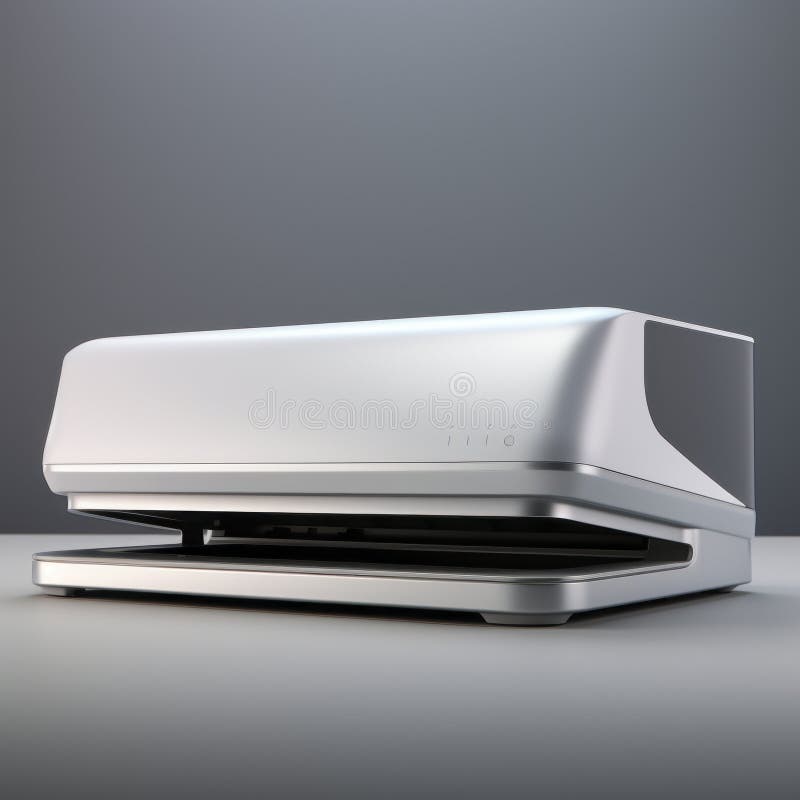 Minimalist White Scanner with 4k and Hd Technology Stock Illustration ...