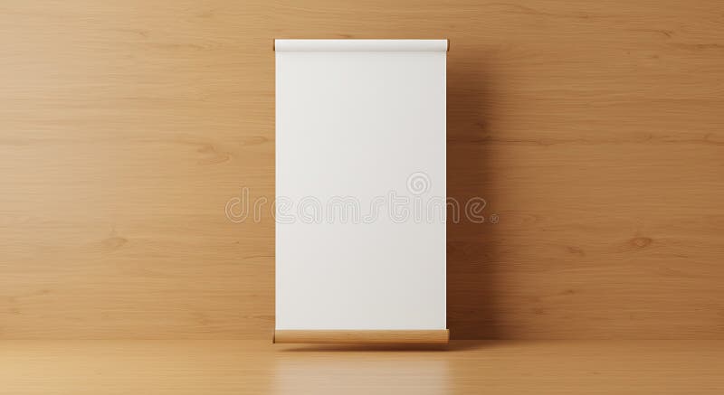 Minimalist White Scroll Mockup Against Light Wood Background Texture ...