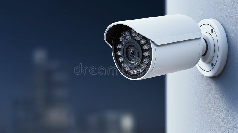 Minimalist White Security Camera Mounted on Wall Providing Surveillance ...