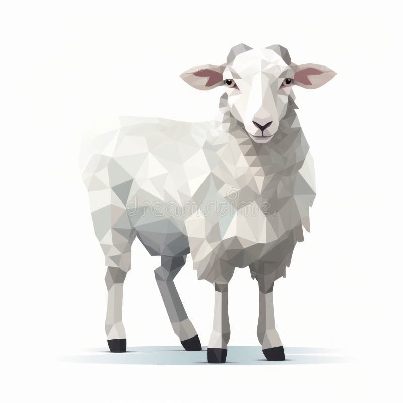 Minimalist White Sheep Image with Multifaceted Geometry Stock ...