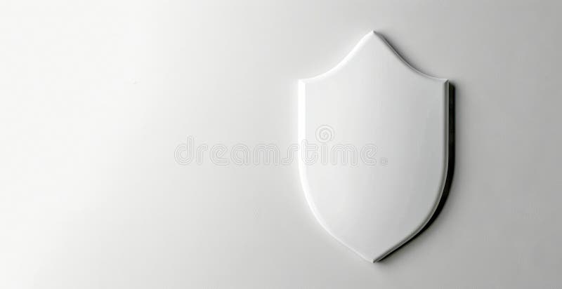 Minimalist White Shield Symbol on Light Gray Background. Modern ...
