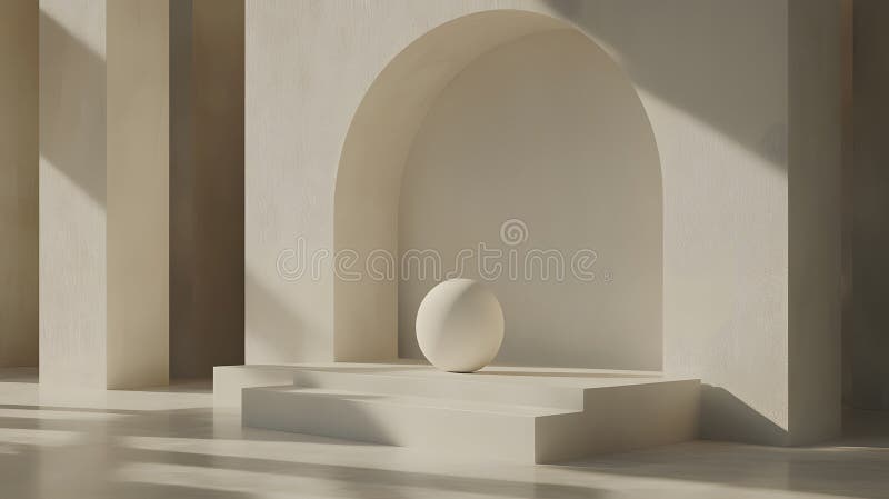Minimalist White Sphere in an Elegant Archway Stock Illustration ...
