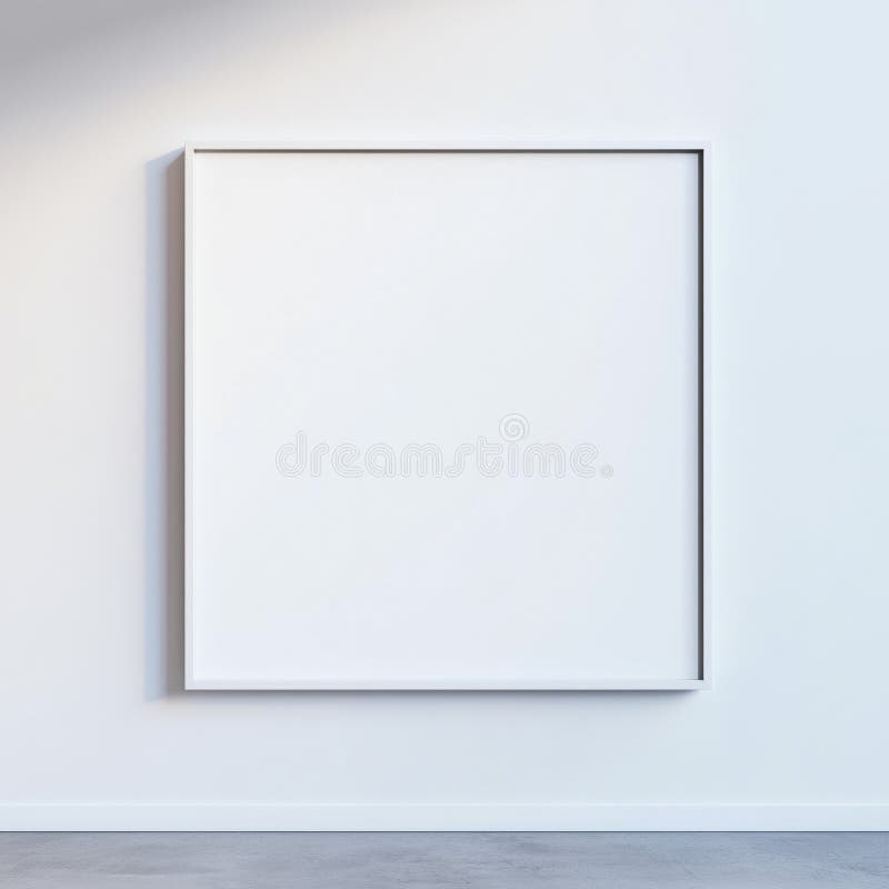 Minimalist White Square Frame on Blank Wall in Contemporary Gallery ...