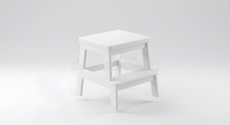 Minimalist White Step Stool on White Background Stock Illustration ...