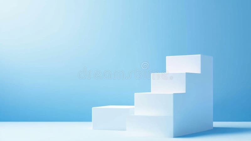 Minimalist White Steps Against a Blue Backdrop. AI Generated Stock ...