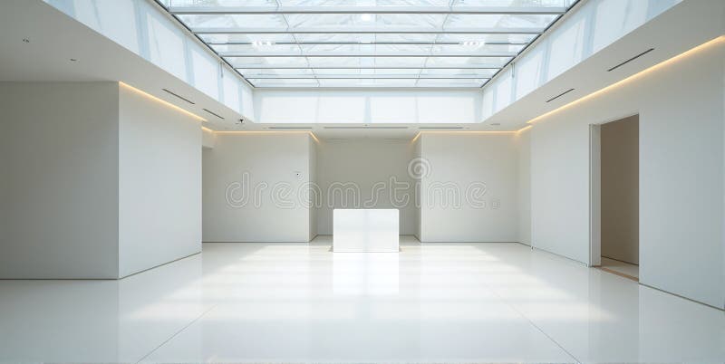 A Minimalist White Storefront with a Clean Facade, Showcasing an Empty ...
