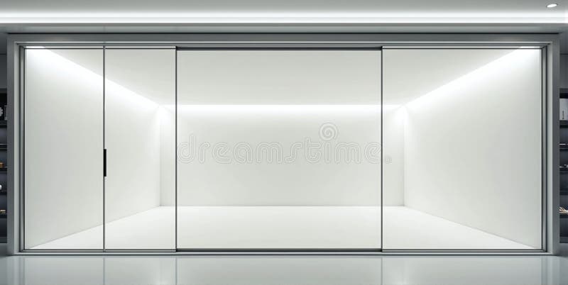 A Minimalist White Storefront with a Clean Facade, Showcasing an Empty ...