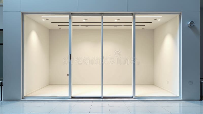 A Minimalist White Storefront with a Clean Facade, Showcasing an Empty ...