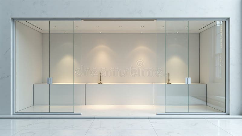 A Minimalist White Storefront with a Clean Facade, Showcasing an Empty ...