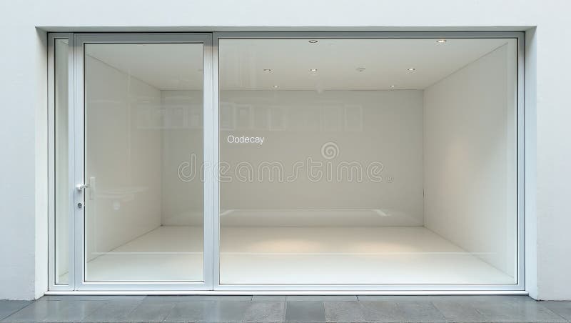 A Minimalist White Storefront with a Clean Facade, Showcasing an Empty ...