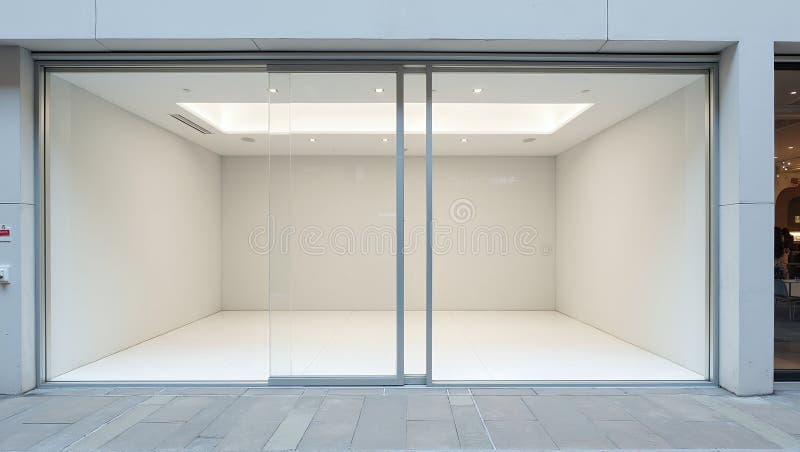 A Minimalist White Storefront with a Clean Facade, Showcasing an Empty ...
