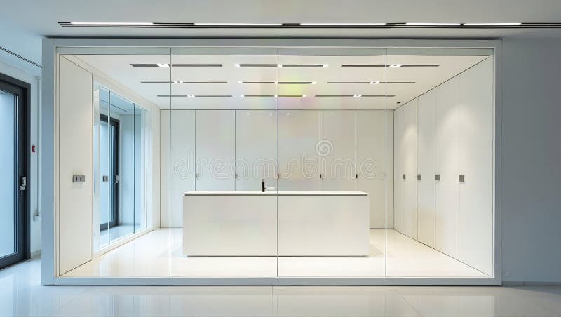 A Minimalist White Storefront with a Clean Facade, Showcasing an Empty ...