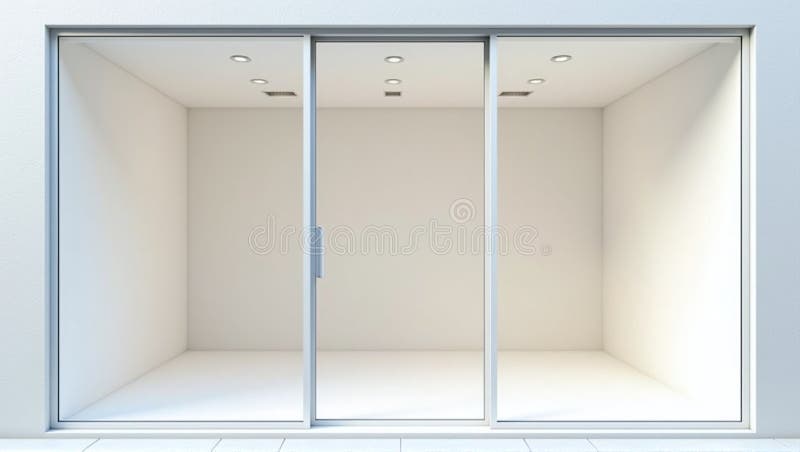A Minimalist White Storefront with a Clean Facade, Showcasing an Empty ...