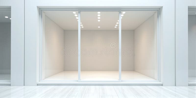 A Minimalist White Storefront with a Clean Facade, Showcasing an Empty ...