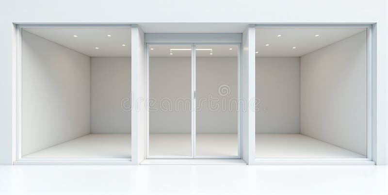 A Minimalist White Storefront with a Clean Facade, Showcasing an Empty ...