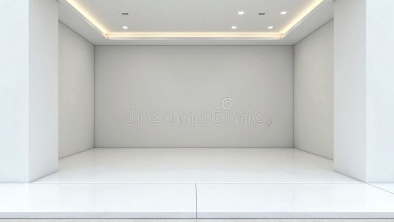 A Minimalist White Storefront with a Clean Facade, Showcasing an Empty ...