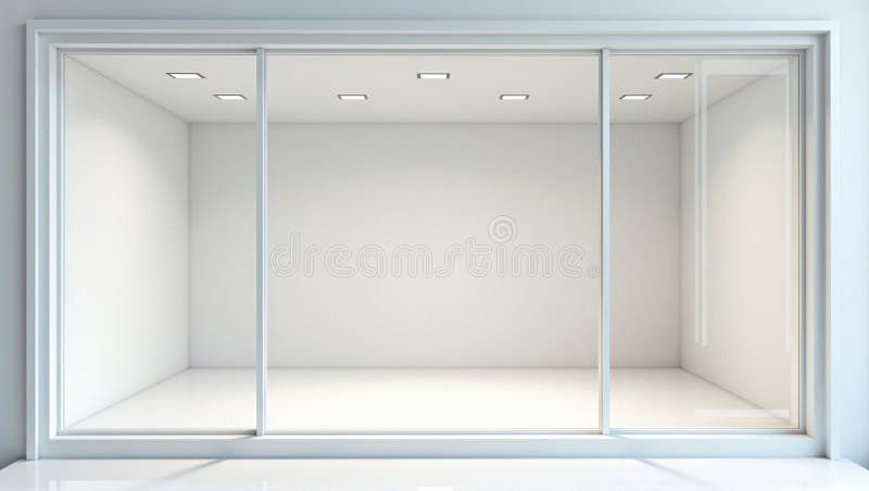 A Minimalist White Storefront with a Clean Facade, Showcasing an Empty ...