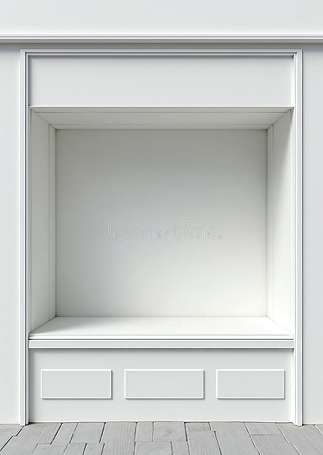 A Minimalist White Storefront with a Clean Facade, Showcasing an Empty ...