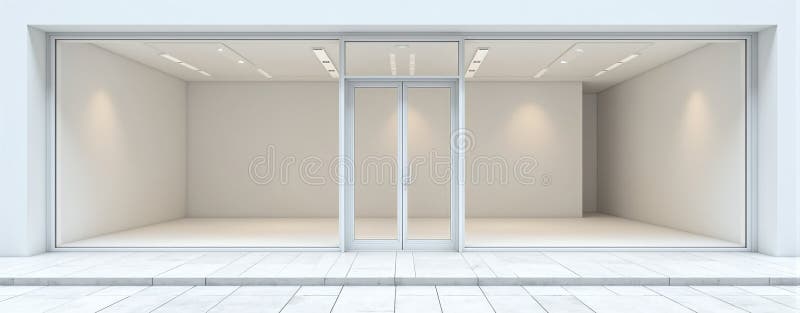 A Minimalist White Storefront with a Clean Facade, Showcasing an Empty ...