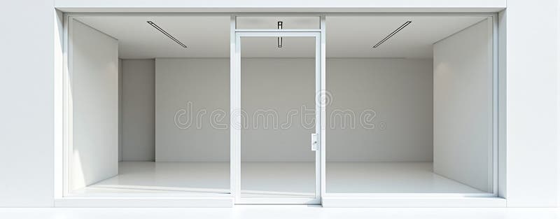 A Minimalist White Storefront with a Clean Facade, Showcasing an Empty ...