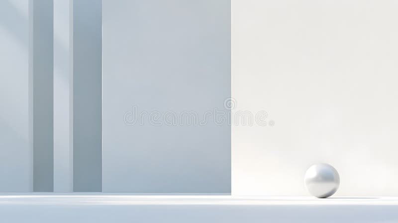 Minimalist White Studio Scene with Silver Sphere Royalty Free Image ...