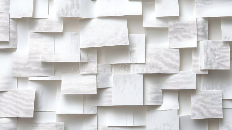 Minimalist White Texture Abstract Design with Square Paper Pieces ...