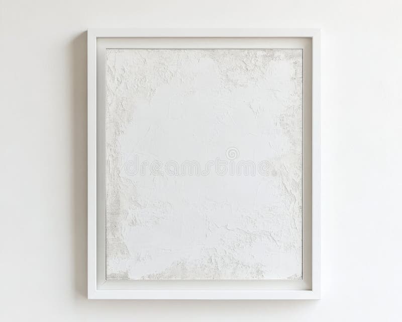 Minimalist White Textured Wall Art in Frame on Neutral Background Stock ...