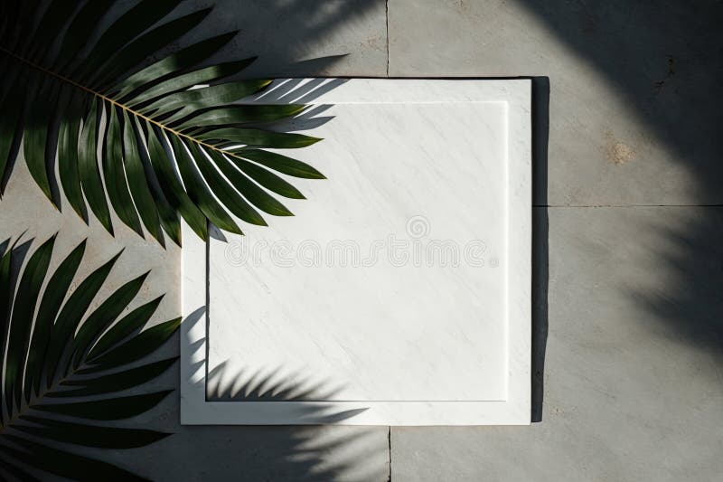 A Minimalist White Thin Line Makes a Decorated Square Frame with Palm ...