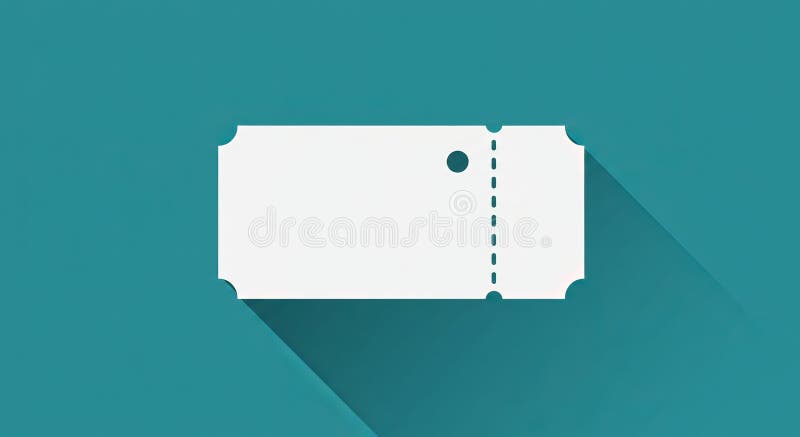 Minimalist White Ticket Icon on Teal Background with Long Shadow Stock ...