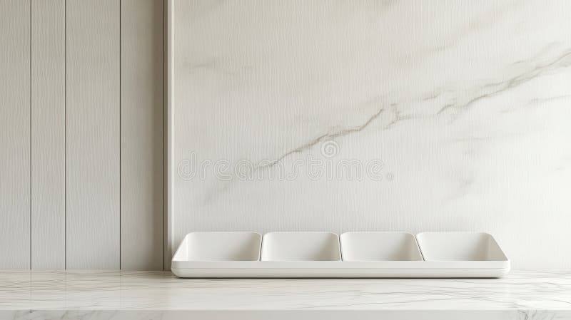 Minimalist White Tray on Textured Surface Against Vertical Panel ...
