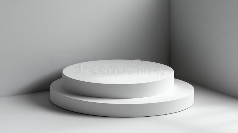 Minimalist White Two Tiered Round Display Platform in Corner Stock ...