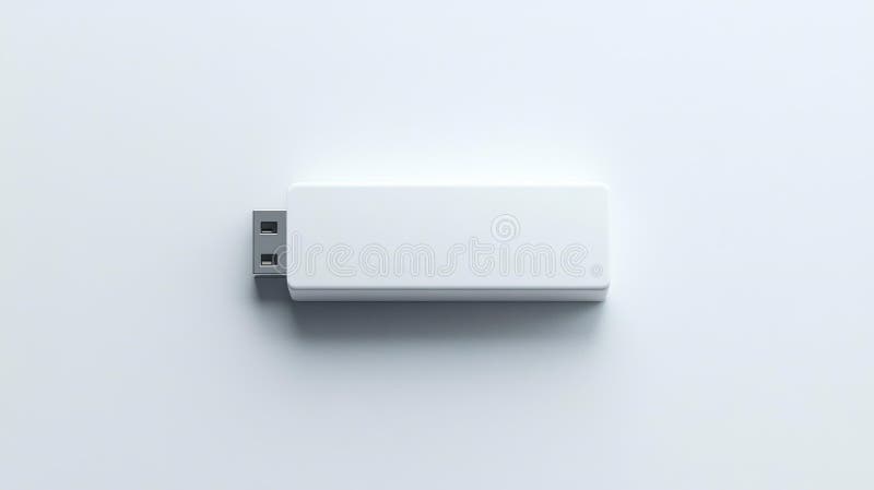 Minimalist White USB Drive on a Clean White Background with a Simple ...
