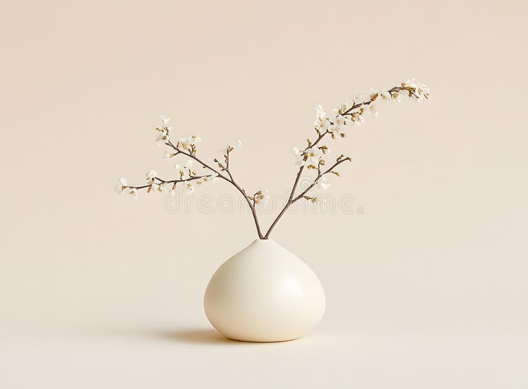 Minimalist White Vase with Spring Blossoms Generated Using AI. Stock ...