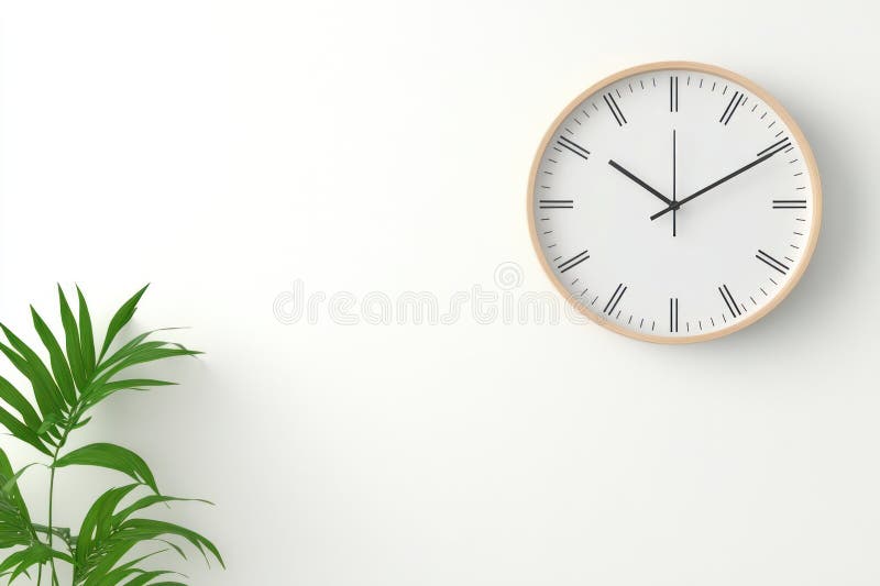 Minimalist White Wall Clock on White Background, Symbolizing the ...