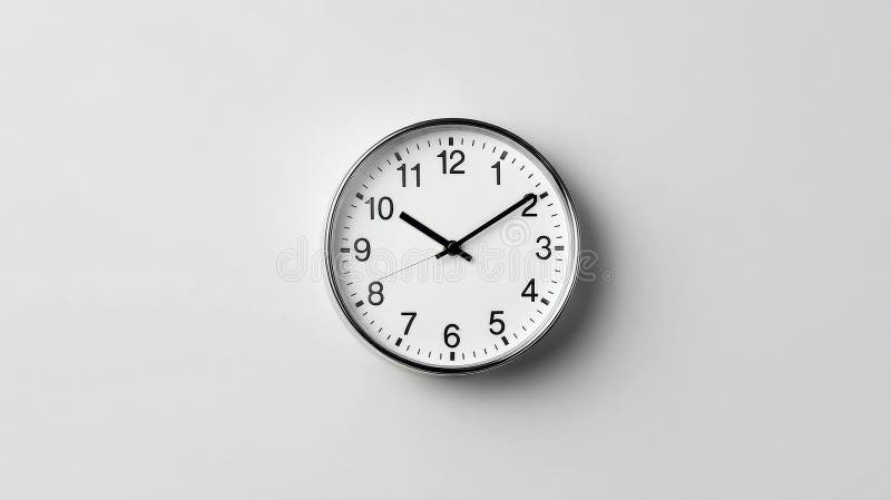 Minimalist White Wall Clock Showing Midday, Representing Professional ...