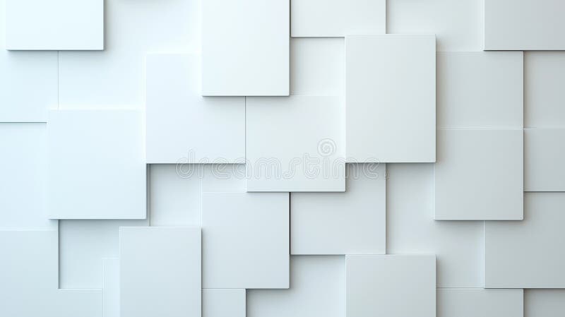 Minimalist White Wall Design with Overlapping Rectangular Panels ...