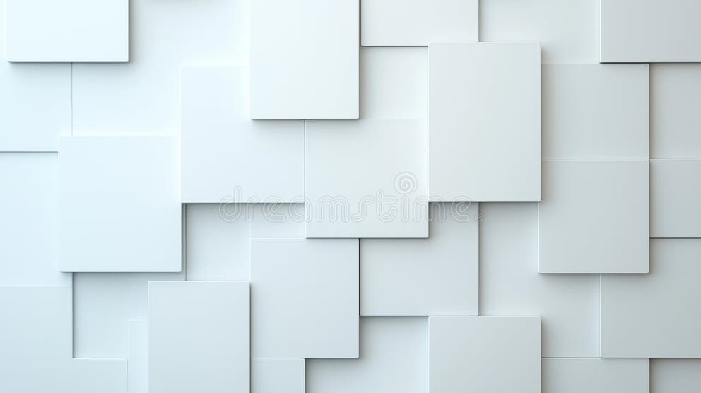 Minimalist White Wall Design with Overlapping Rectangular Panels ...