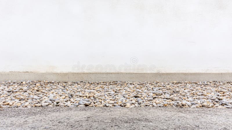 Minimalist White Wall Meeting Textured Gravel Path, Creating Clean ...
