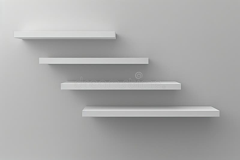 Minimalist White Wall Shelf with Three Angled Steps for Modern Interior ...